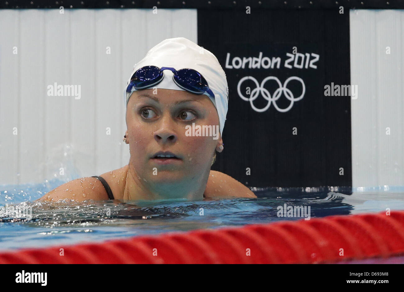 Elizabeth Beisel of the United States of America (USA) reacts after the ...