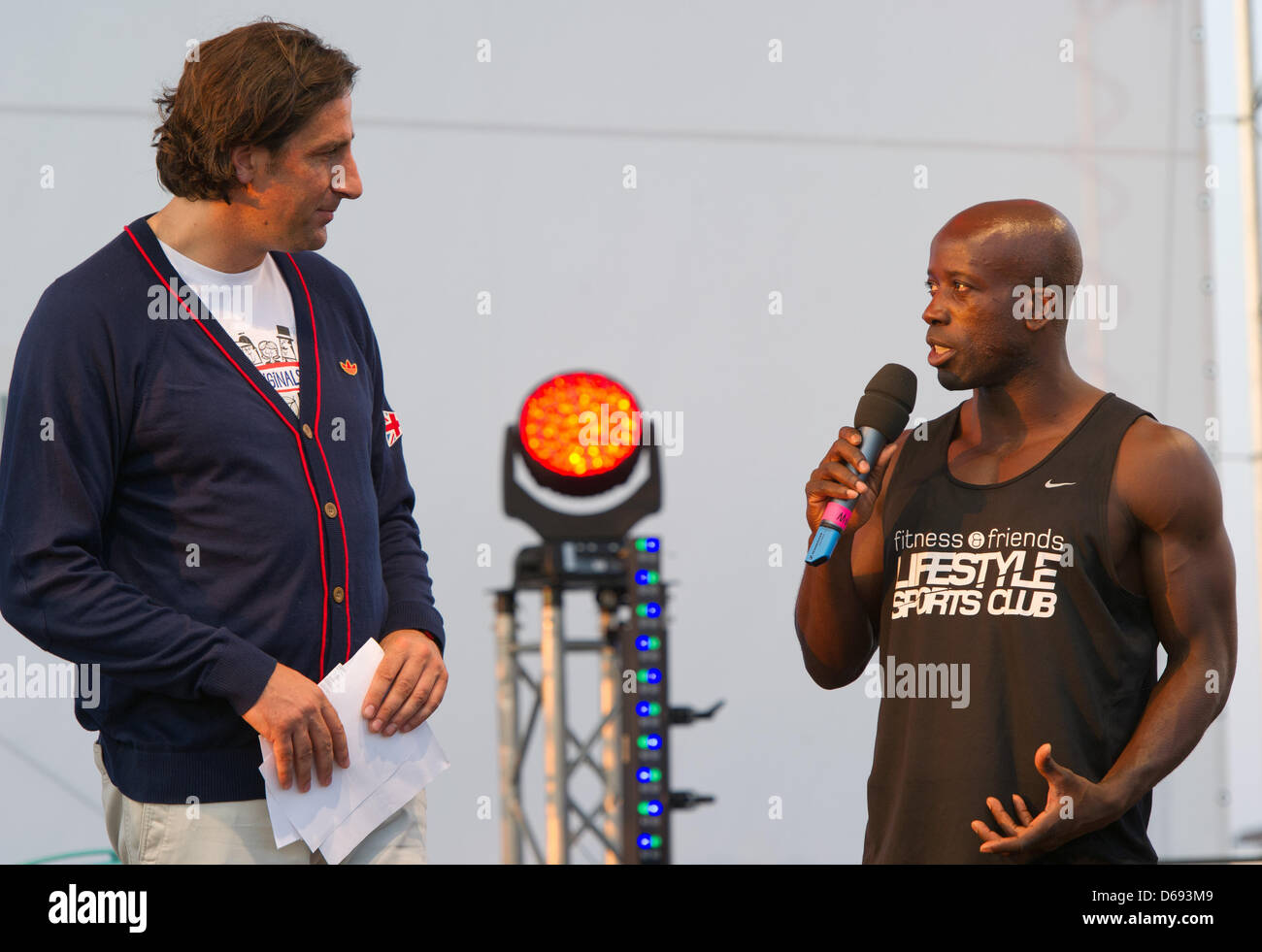 Former decathlete Christian Schenk (L) and former long jumper Kofi Prah ...