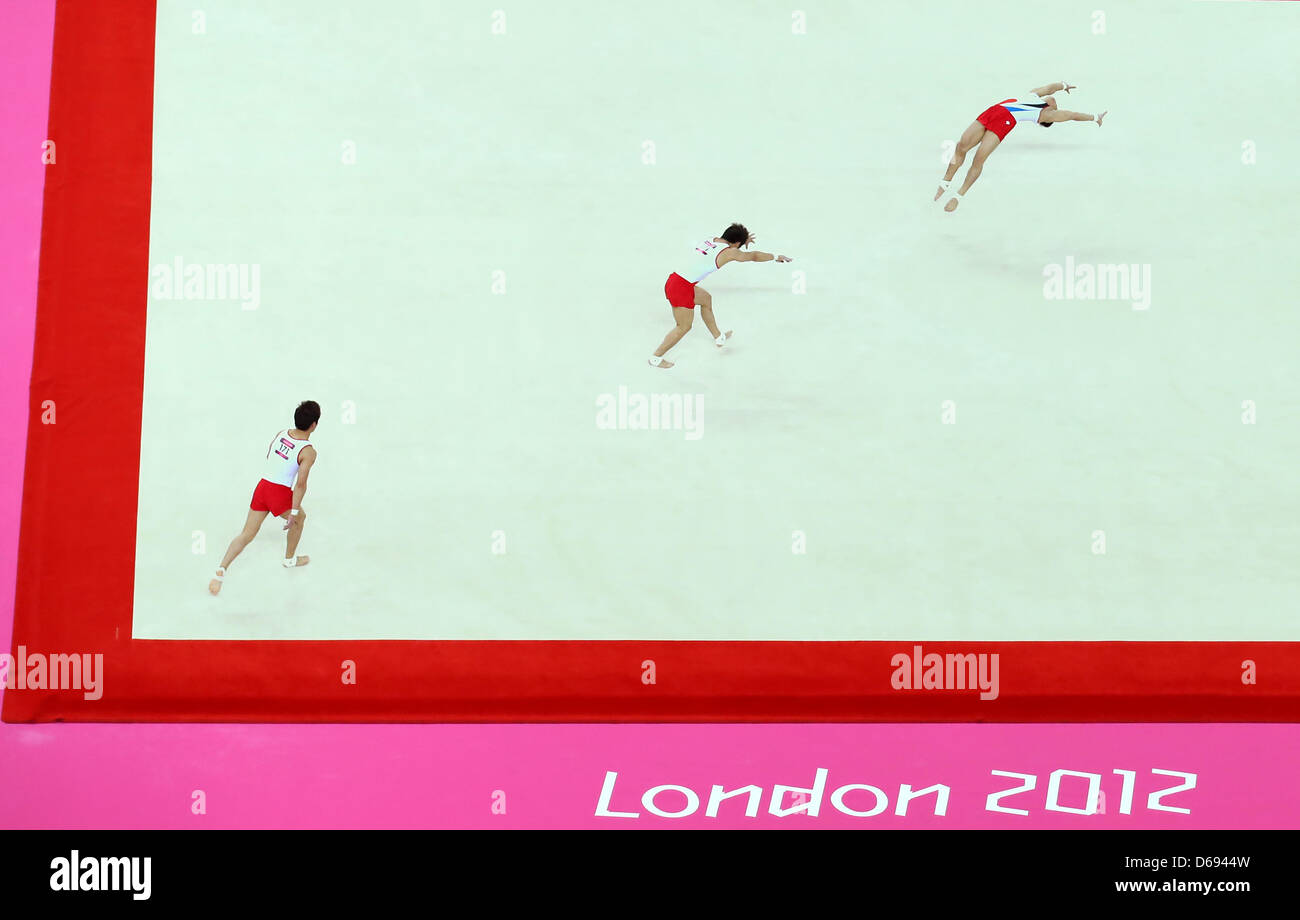 South korean gymnast Hee Hoon Kim performs the floor exercises during ...