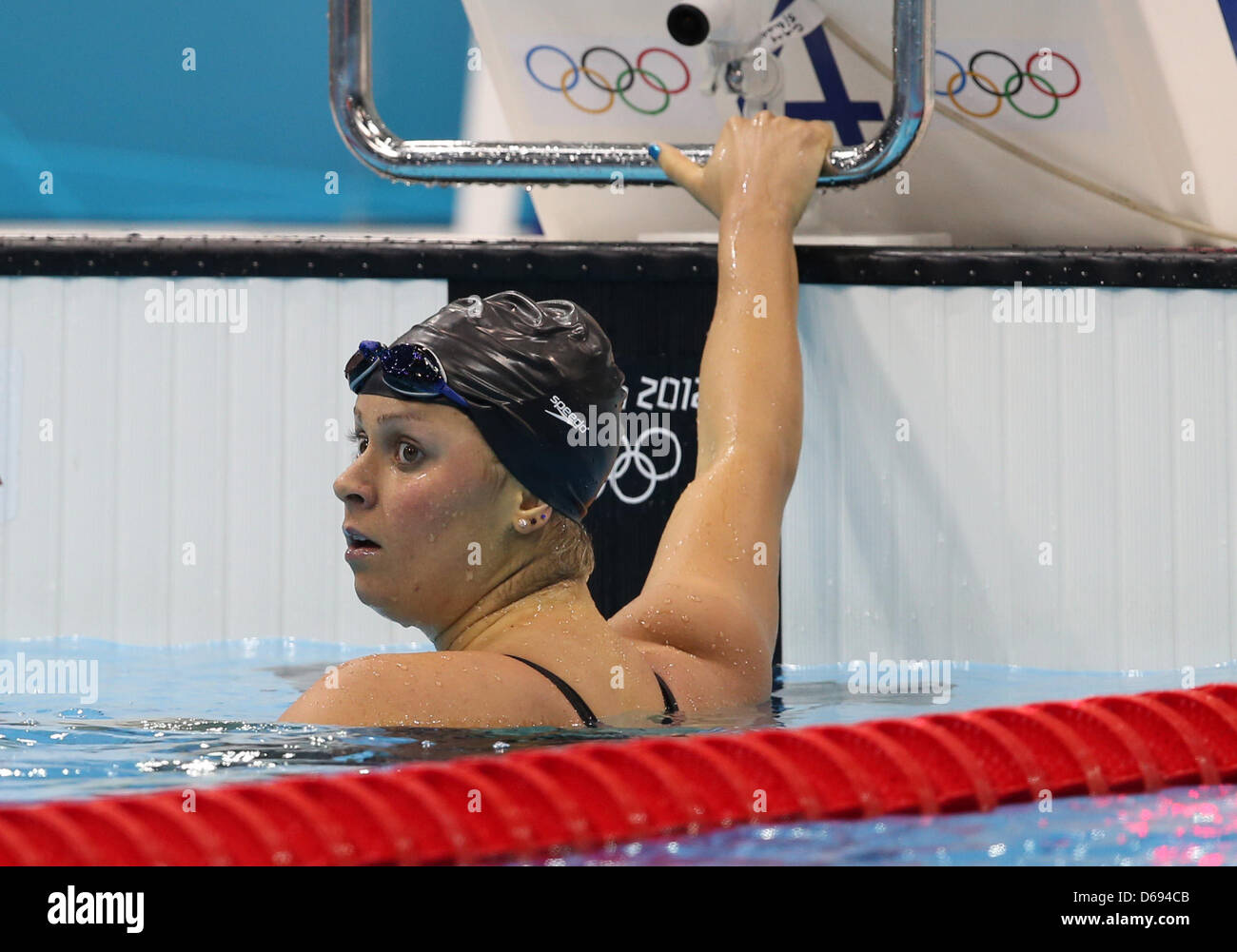 US swimmer Elizabeth Beisel reacts after winning the silver medal in ...