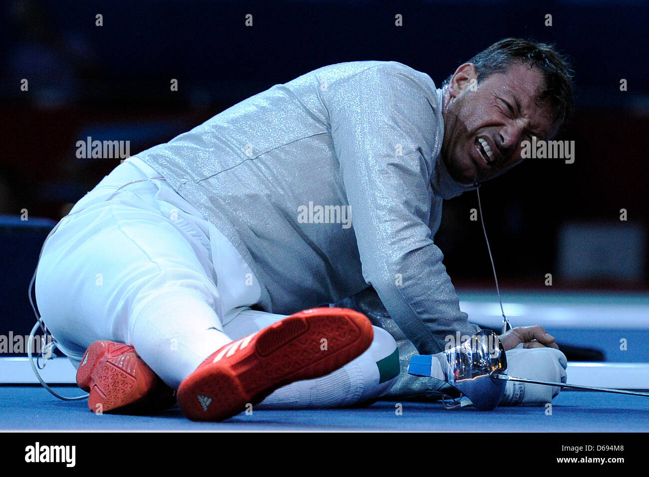 Luigi Tarantino of Italy reacts during his competition with Germany's ...