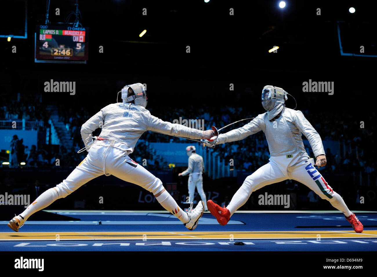 Max Hartung (L) of Germany competes with Italy's Luigi Tarantino during ...