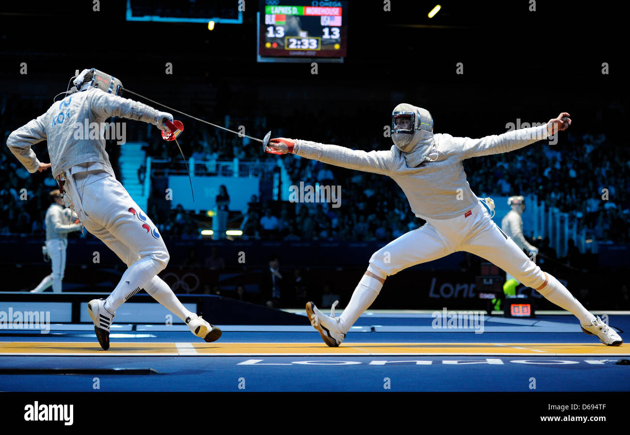 Germany's Max Hartung (R) competes with South Korea's Gu Bongil during ...