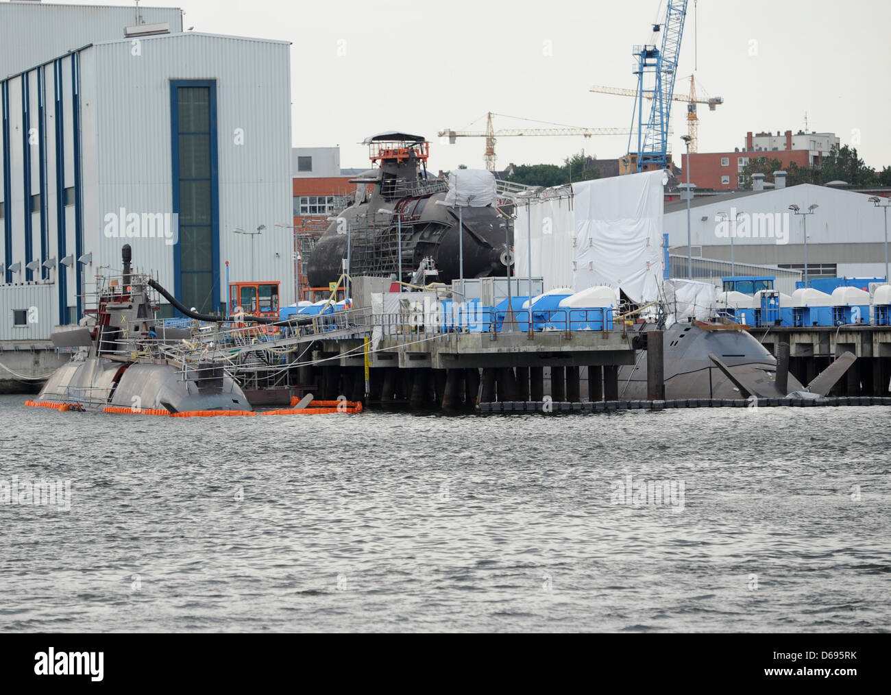 View of three submarines at the premises of the shipyard Howaldtswerke-Deutsche Werft (HDW) in ...