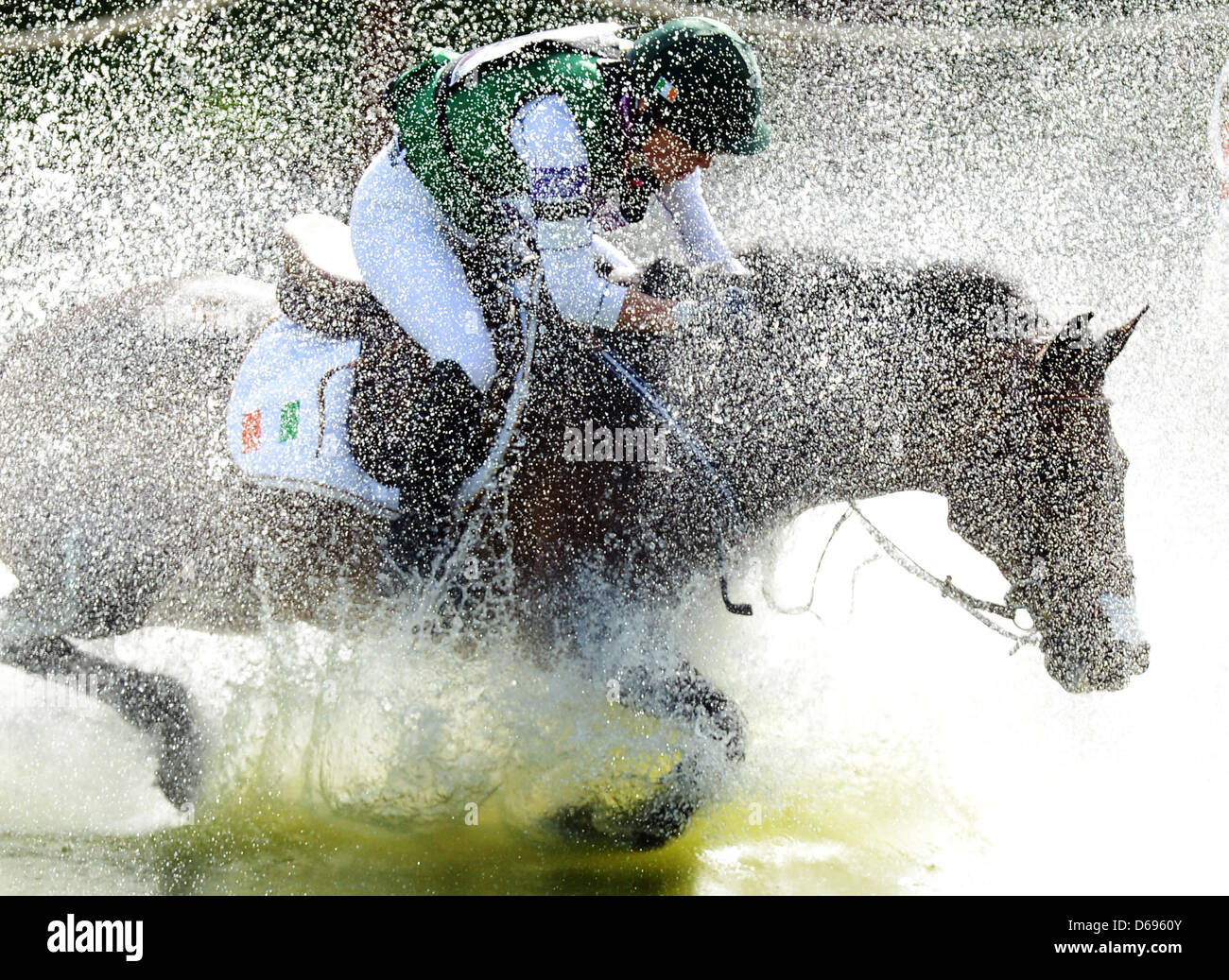 Irish eventing rider Camilla Speirs struggels with her horse Portersize ...