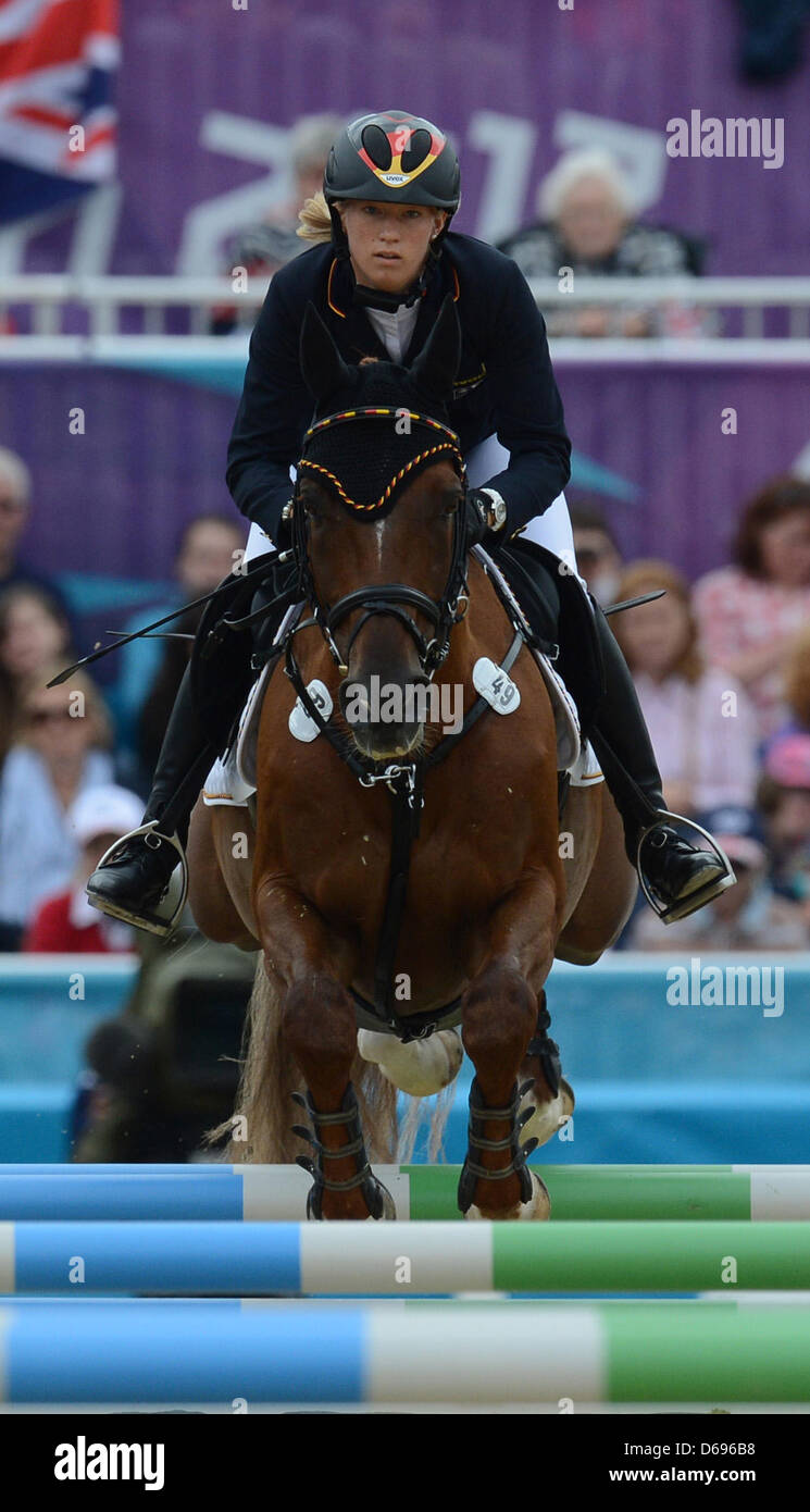 Germany's eventing rider Sandra Auffarth rides his horse Opgun Louvo at ...