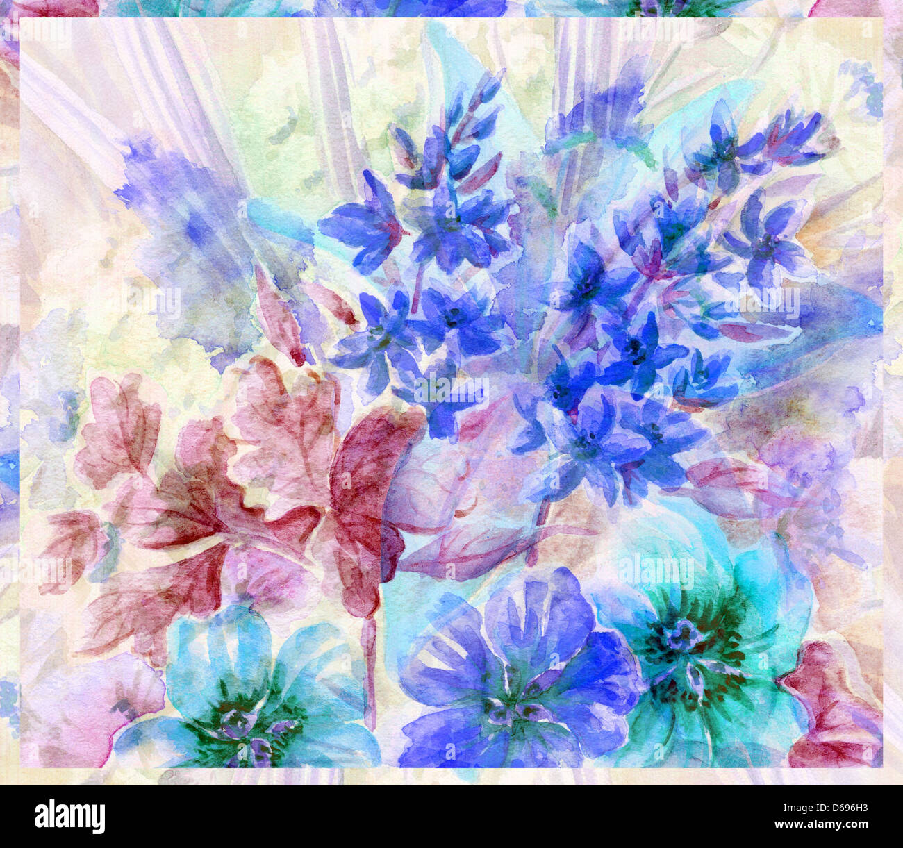 Water colour, abstract flowers Stock Photo - Alamy