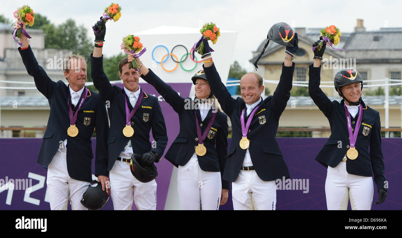 Germany's eventing team (L-R) , Peter Thomsen, Dirk Schrade, Sandra ...
