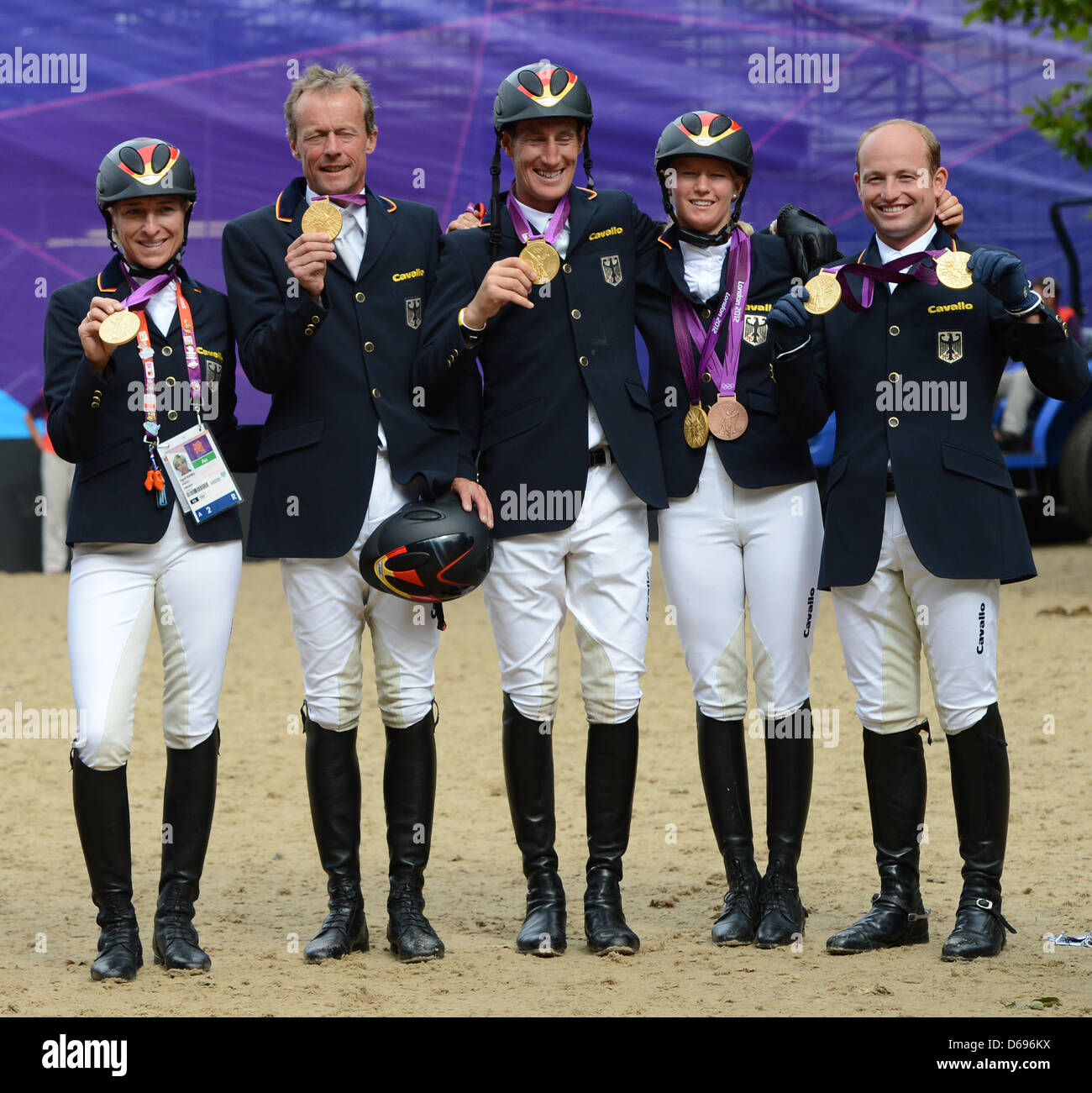 Germany's eventing team (L-R) , Ingrid Klimke, Peter Thomsen, Dirk ...