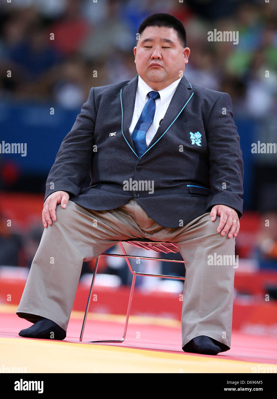 A heavy weight judge is pictured during judo fighting competition in ...