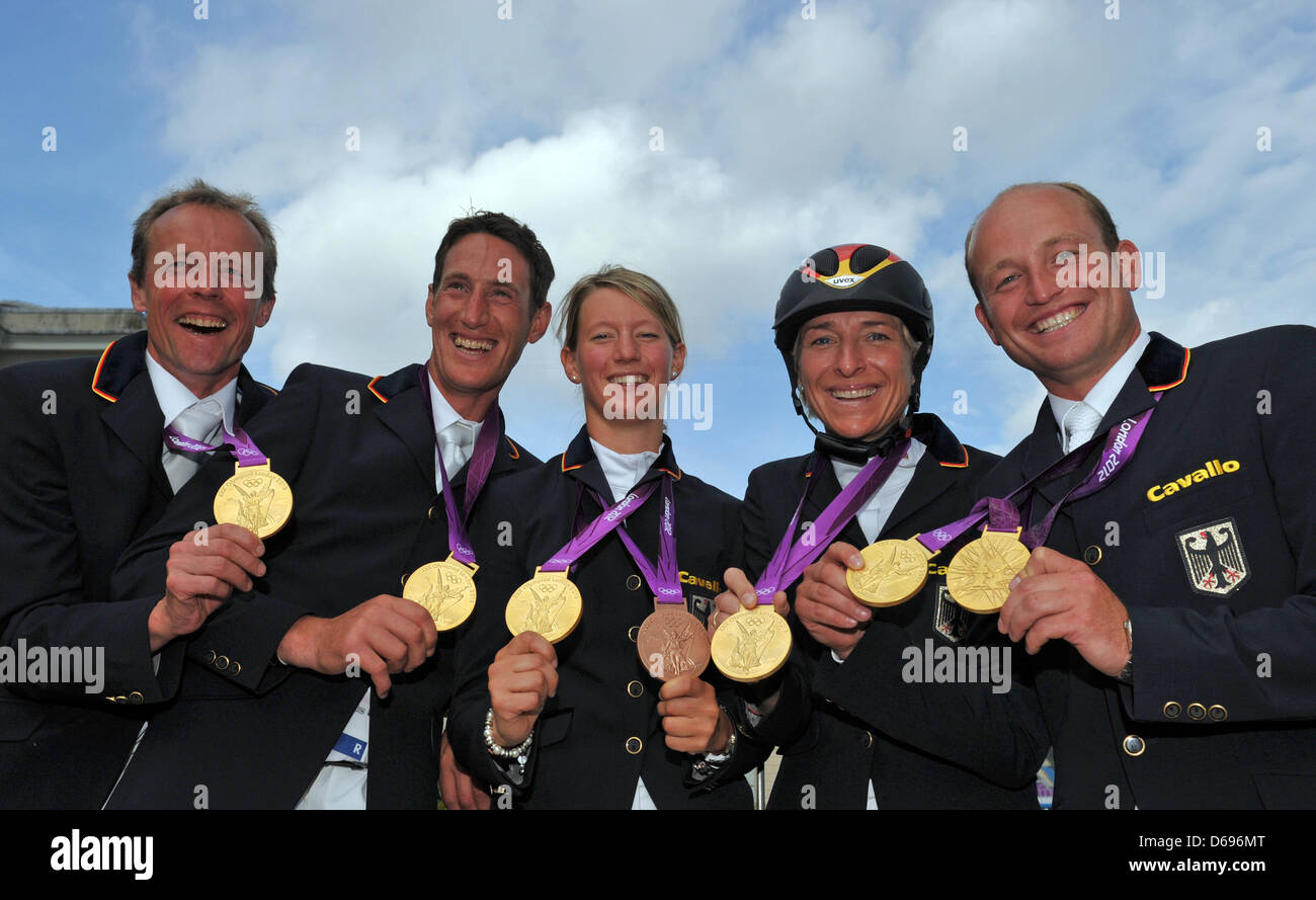 Germany's eventing team (L-R) , Peter Thomsen, Dirk Schrade, Sandra ...