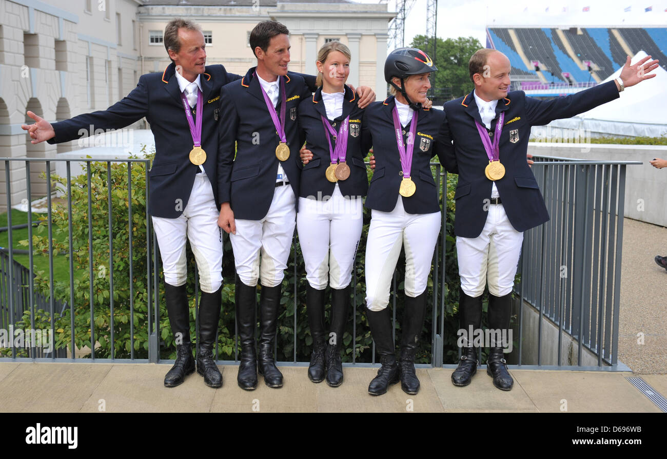 Germany's eventing team (L-R) , Peter Thomsen, Dirk Schrade, Sandra ...