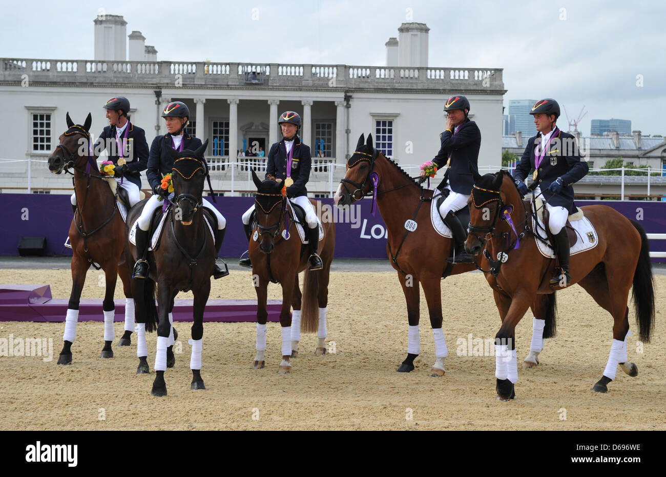 Germany's eventing team (L-R) Dirk Schrade, Ingrid Klimke,Sandra ...