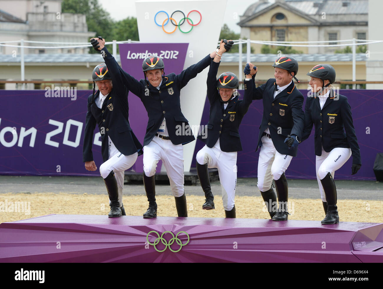 Germany's eventing team (L-R) , Peter Thomsen, Dirk Schrade, Sandra ...