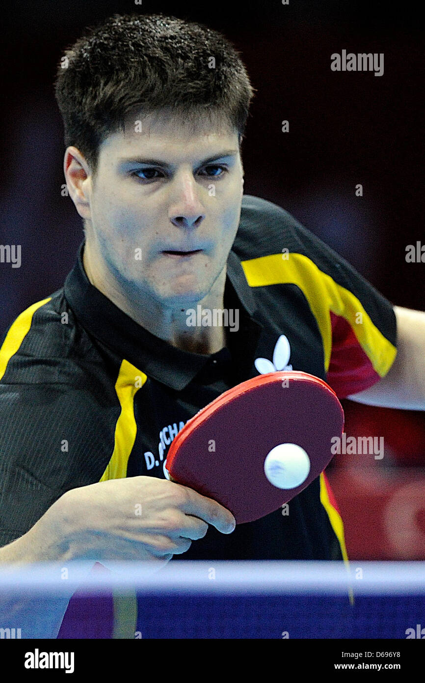 Germany's Dimitrij Ovtcharov competes with Denmark's Maze during the ...