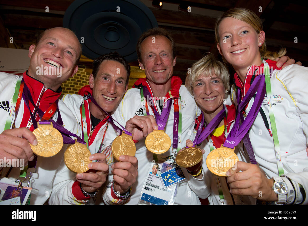 Germany's eventing team (L-R) , Michael Jung, Dirk Schrade, Peter ...