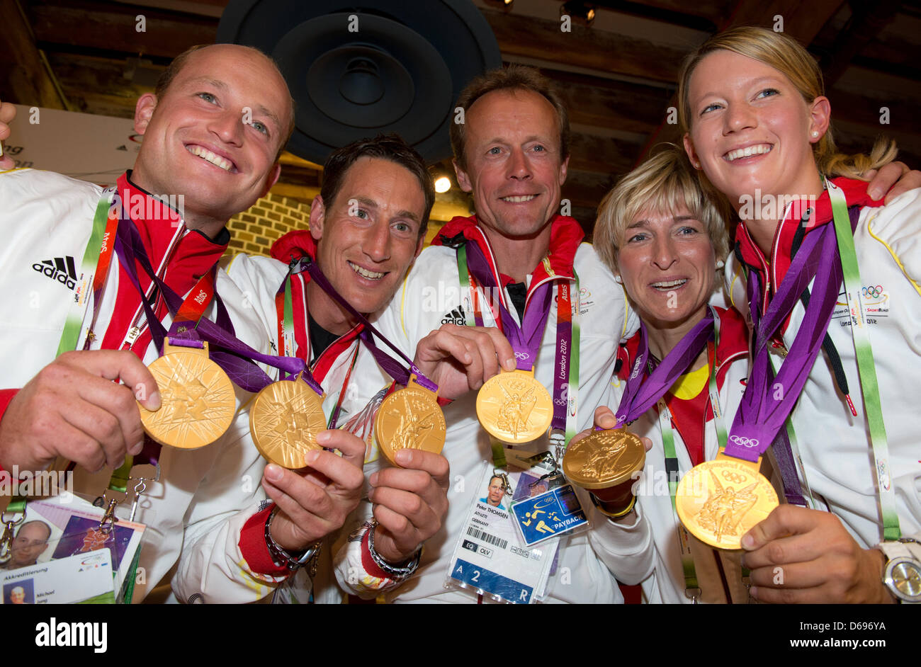 Germany's eventing team (L-R) , Michael Jung, Dirk Schrade, Peter ...