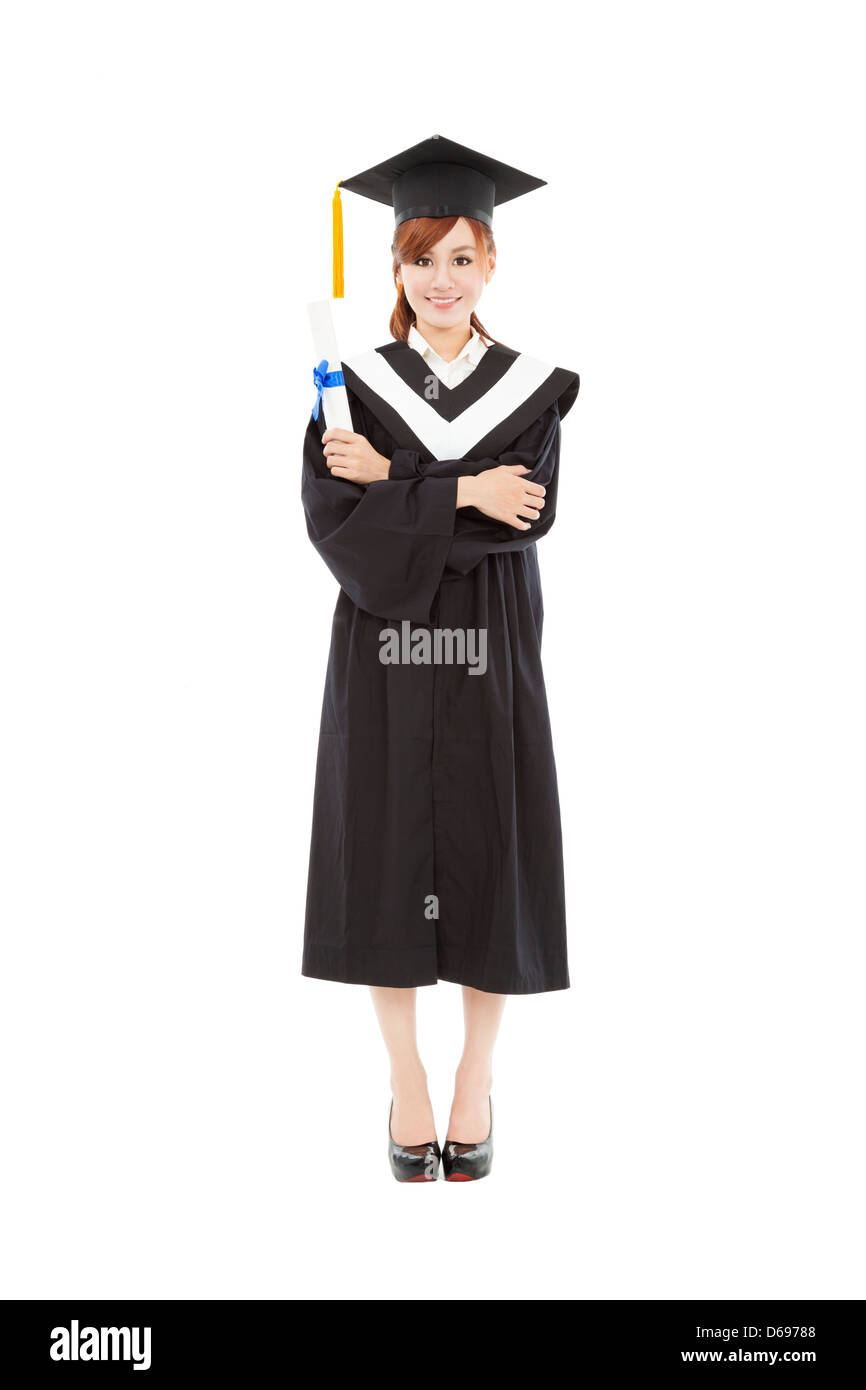 full length beautiful young graduation woman Stock Photo - Alamy
