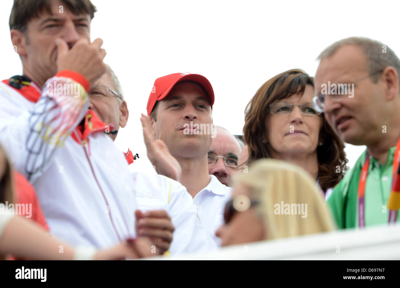 Prince William (C) attends the rowing competitions during the London ...