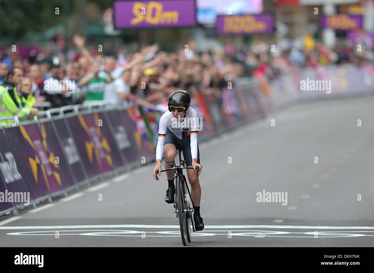 Germany's Judith Arndt after crossing the finish line in the Women's ...