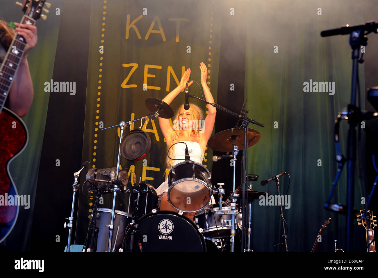 Solveig Heilo of the Norwegian folk-rock band Katzenjammer performs on ...