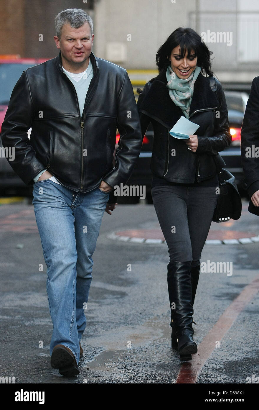 Adrian Chiles and Christine Bleakley outside the ITV studios London ...