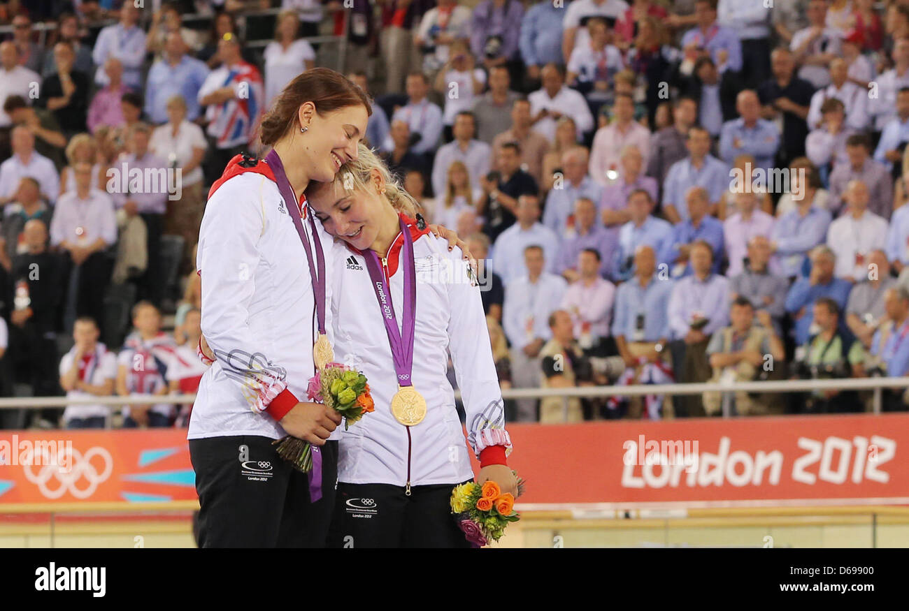 Germany's Miriam Welte (L) and Kristina Vogel celebrates her gold medal ...