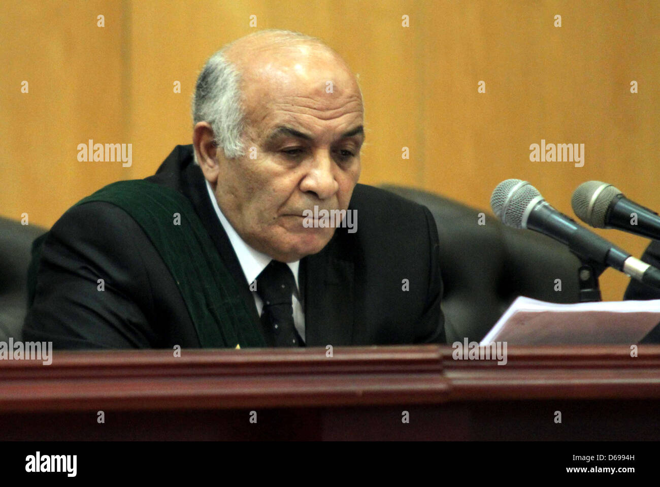 Cairo, Egypt. April 14, 2013. Egyptian Judge listens to the advocate ...