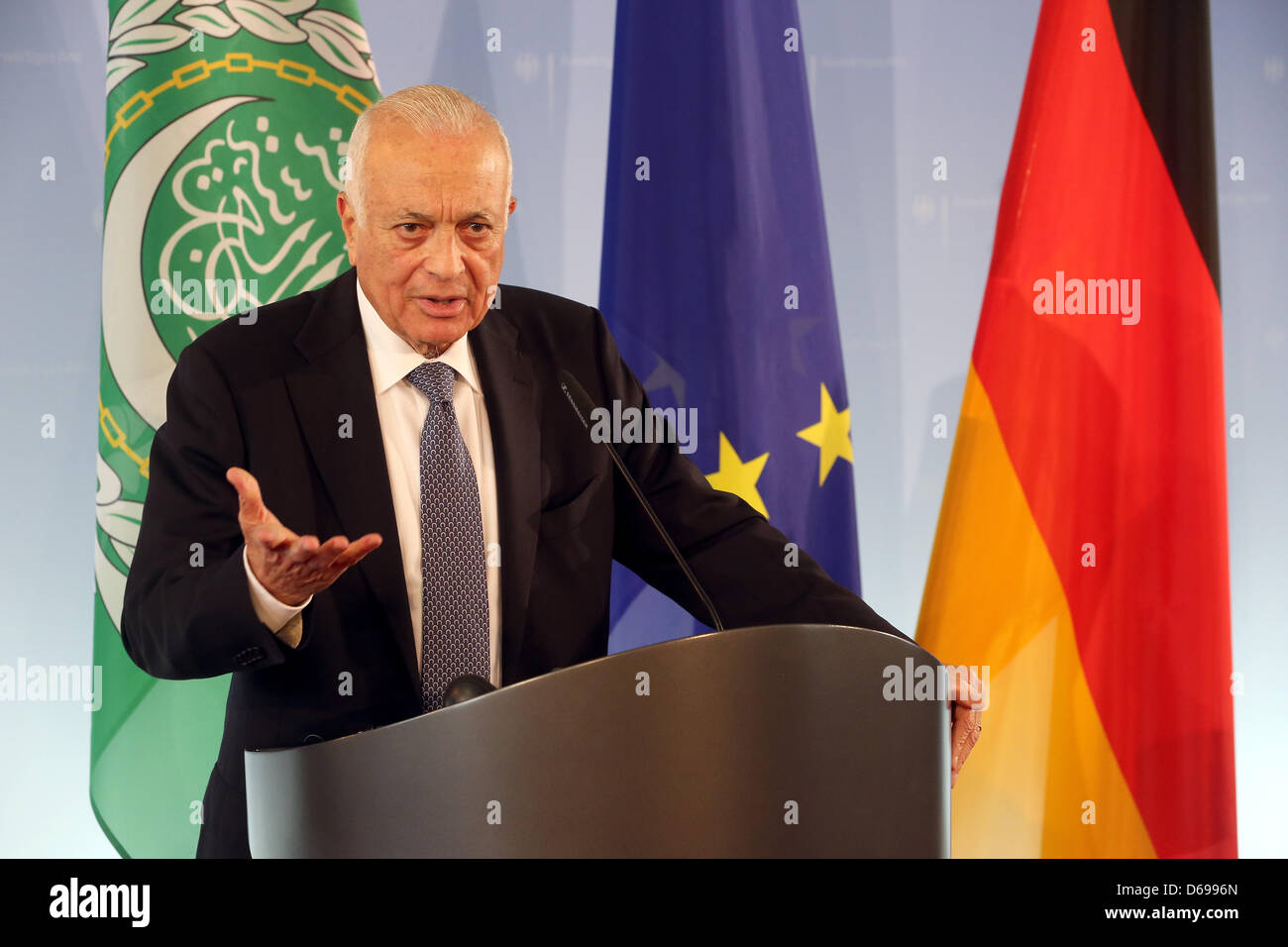 Berlin, Germany. Secretary General of the Arab League Nabil El Araby ...