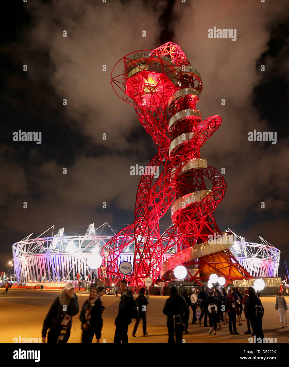 The Orbit tower in the Olympic Park in front of the Olympic stadium at ...