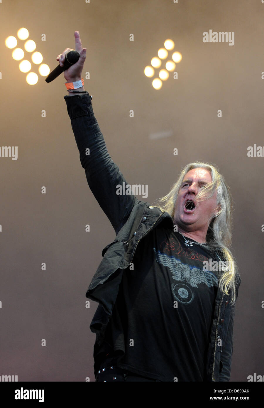 Peter Byford, singer of the band Saxon performs on stage at Wacken Open ...