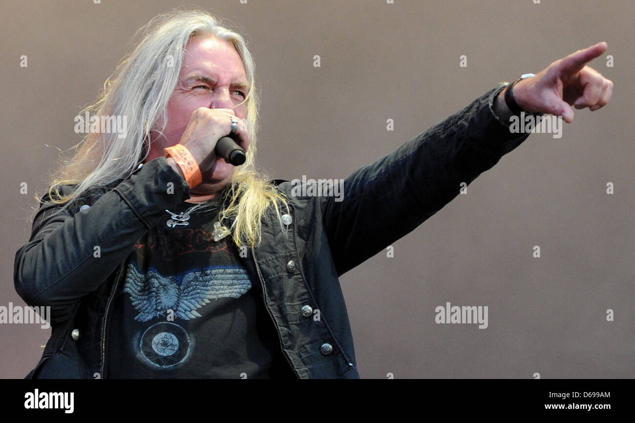 Peter Byford, singer of the band Saxon performs on stage at Wacken Open ...
