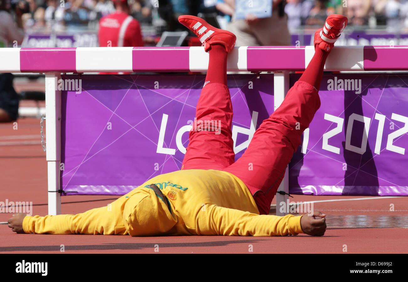 Marco Fortes of Portugal relax during the Shot put Qualification during ...
