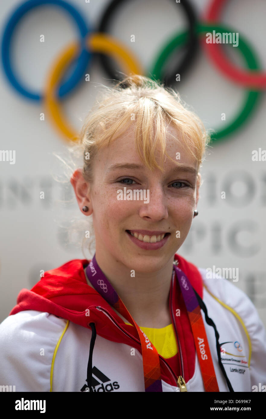 Germany's gymnast Janine Berger is pictured in the Olympic Village at ...