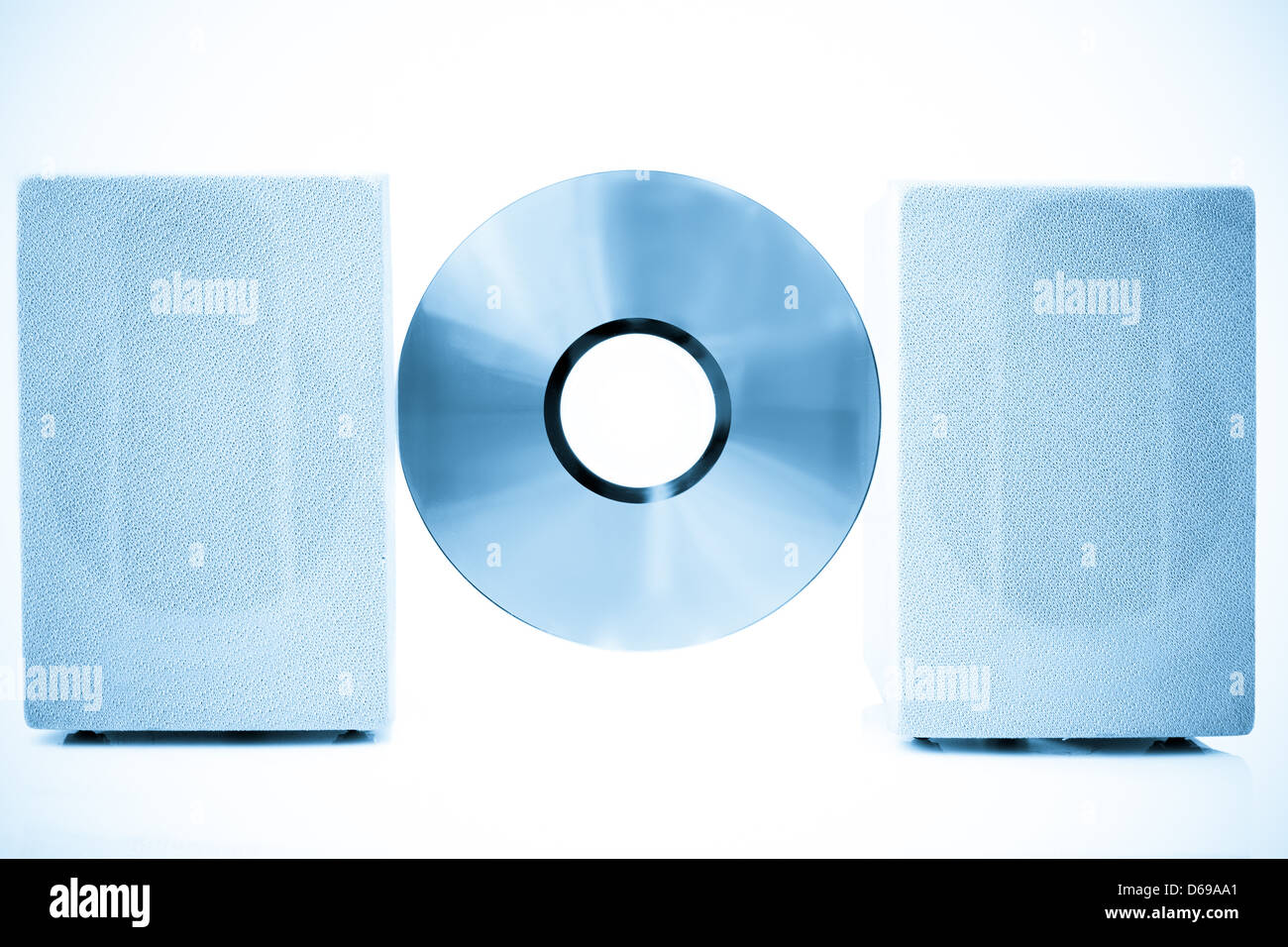 Compact Disk, Speakers color processed blue Stock Photo - Alamy
