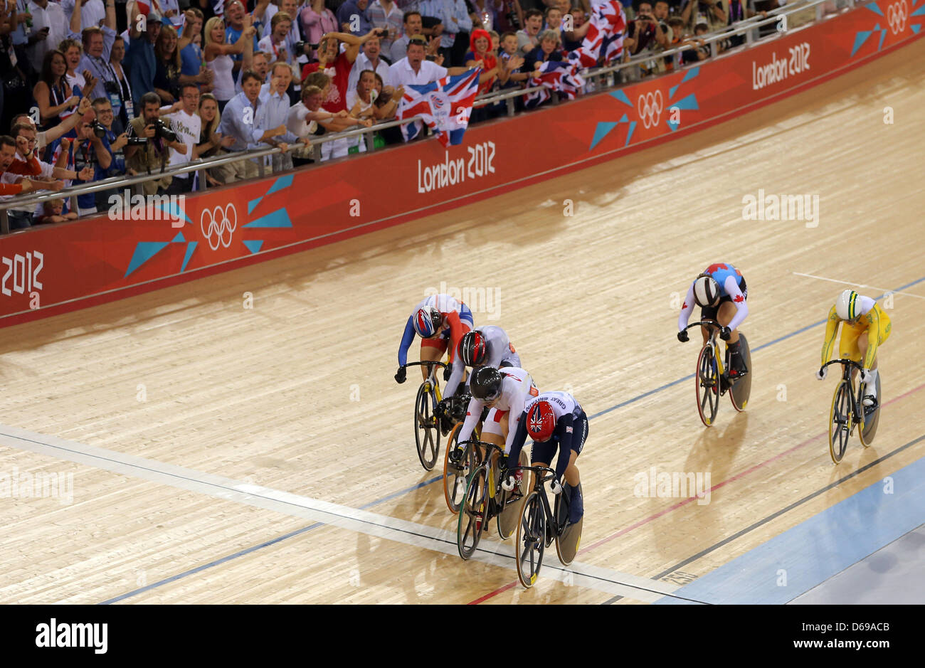 Victoria Pendleton of Britain (R) wins the Women's Keirin Track Cycling ...