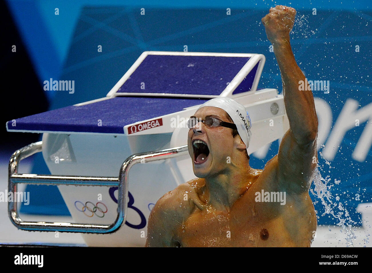 Men's 50 Meters Freestyle Final winner Florent Manaudou celebrates ...