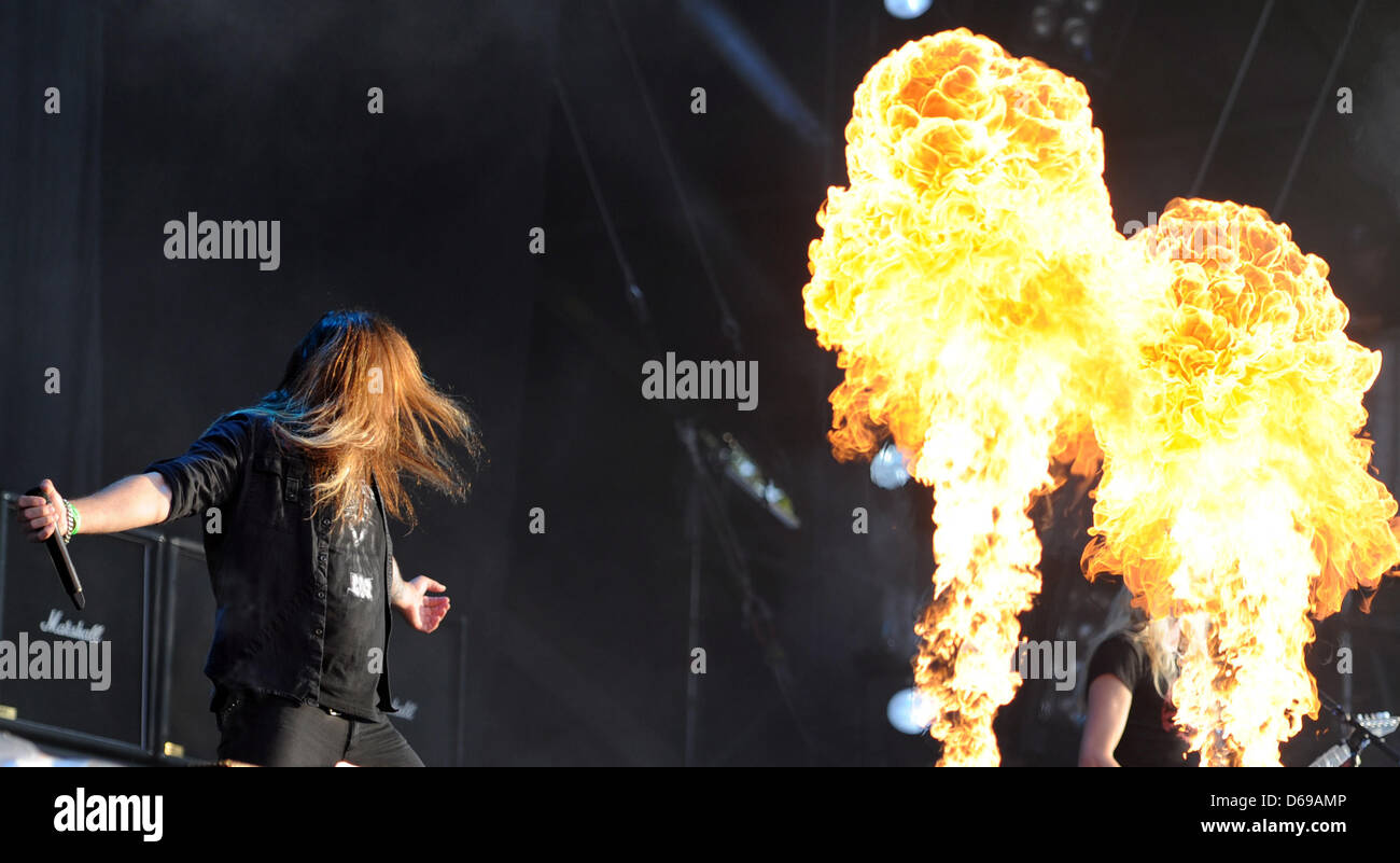 Singer of Swedish band Hammerfall, Joacim Cans, performs at Wacken Open ...