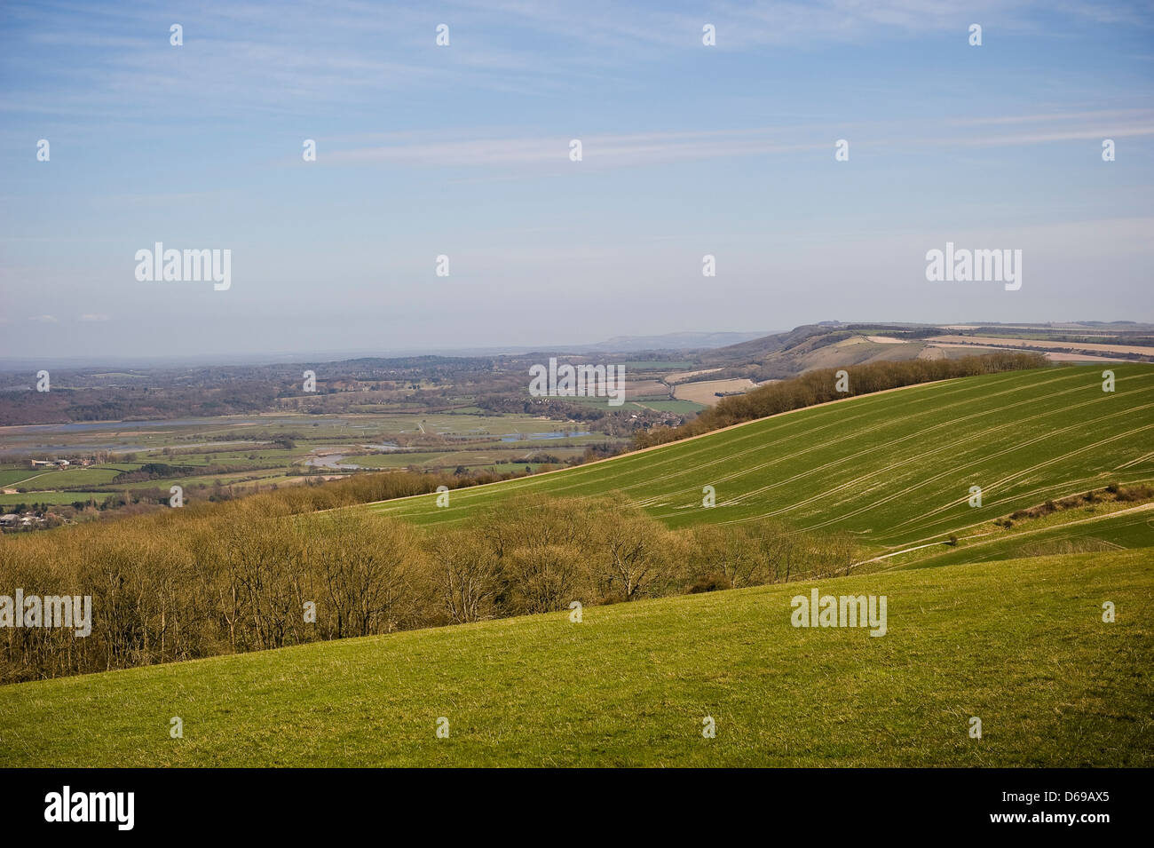 View from Bignor Hill on the South Downs Way, West Sussex, UK Stock ...