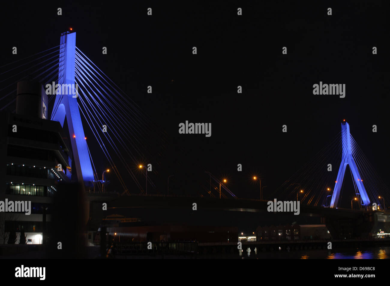 A photograph of the Aomori Bay Bridge in Aomori, Japan, showing the ...