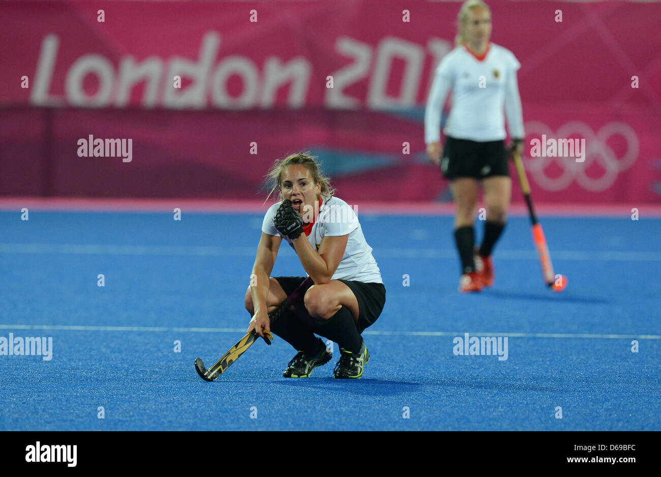 Germany's Lisa Hahn looks dejected during the Preliminary Round Group B ...