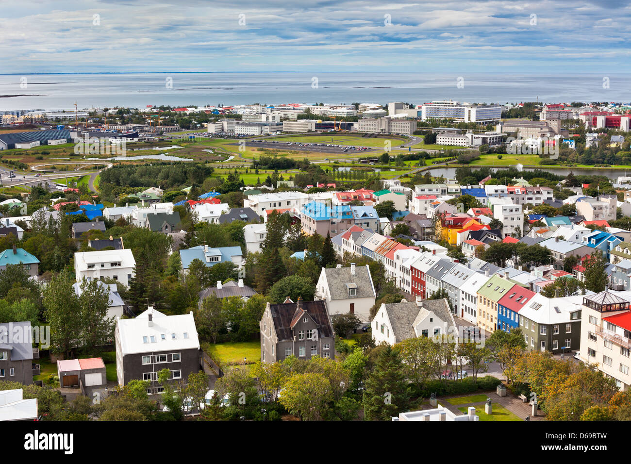 Capital of Iceland, Reykjavik, view from the Hallgrimskirkja Church ...