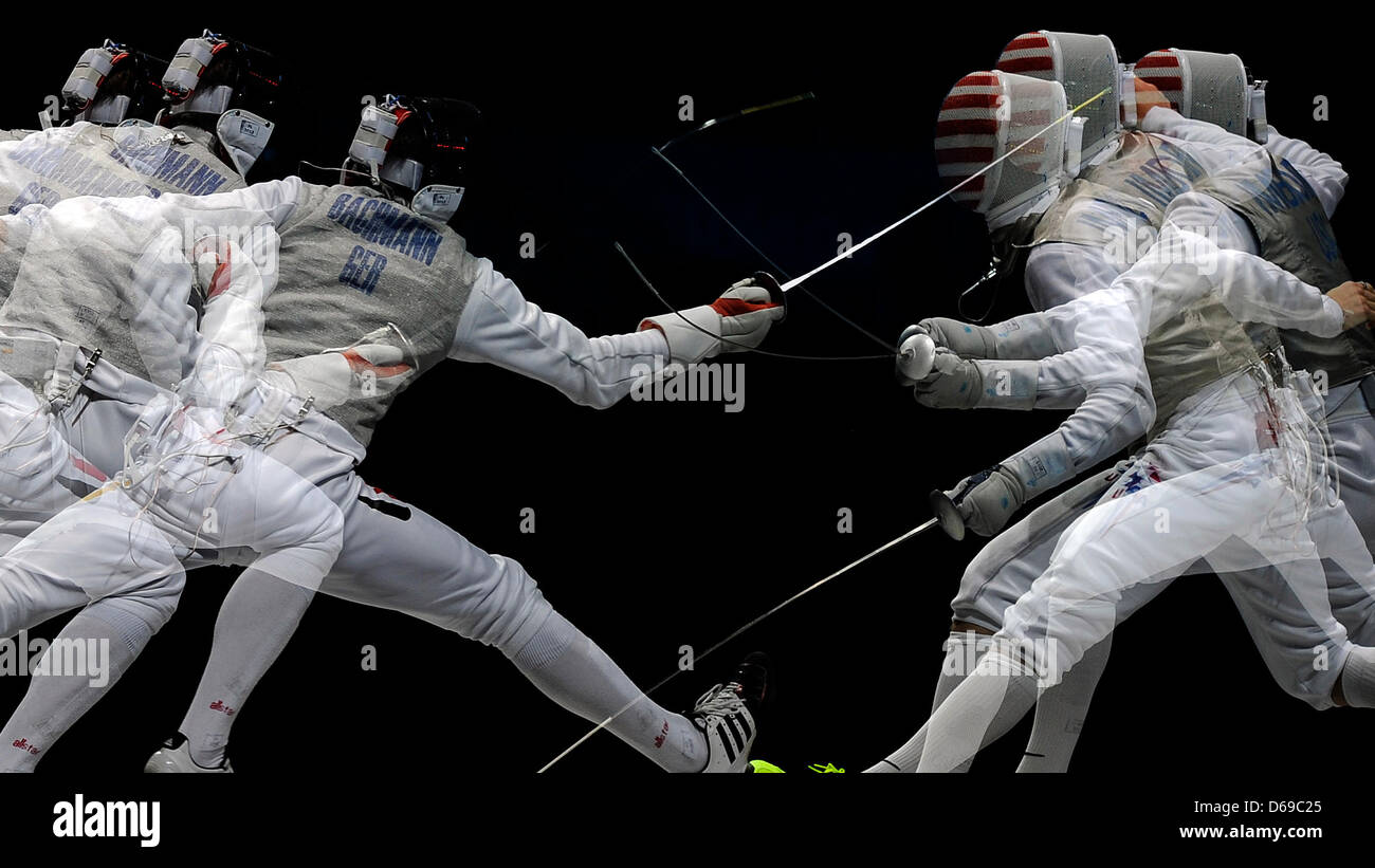 Germany's Sebastian Bachmann (L) competes with Race Imboden of the USA ...