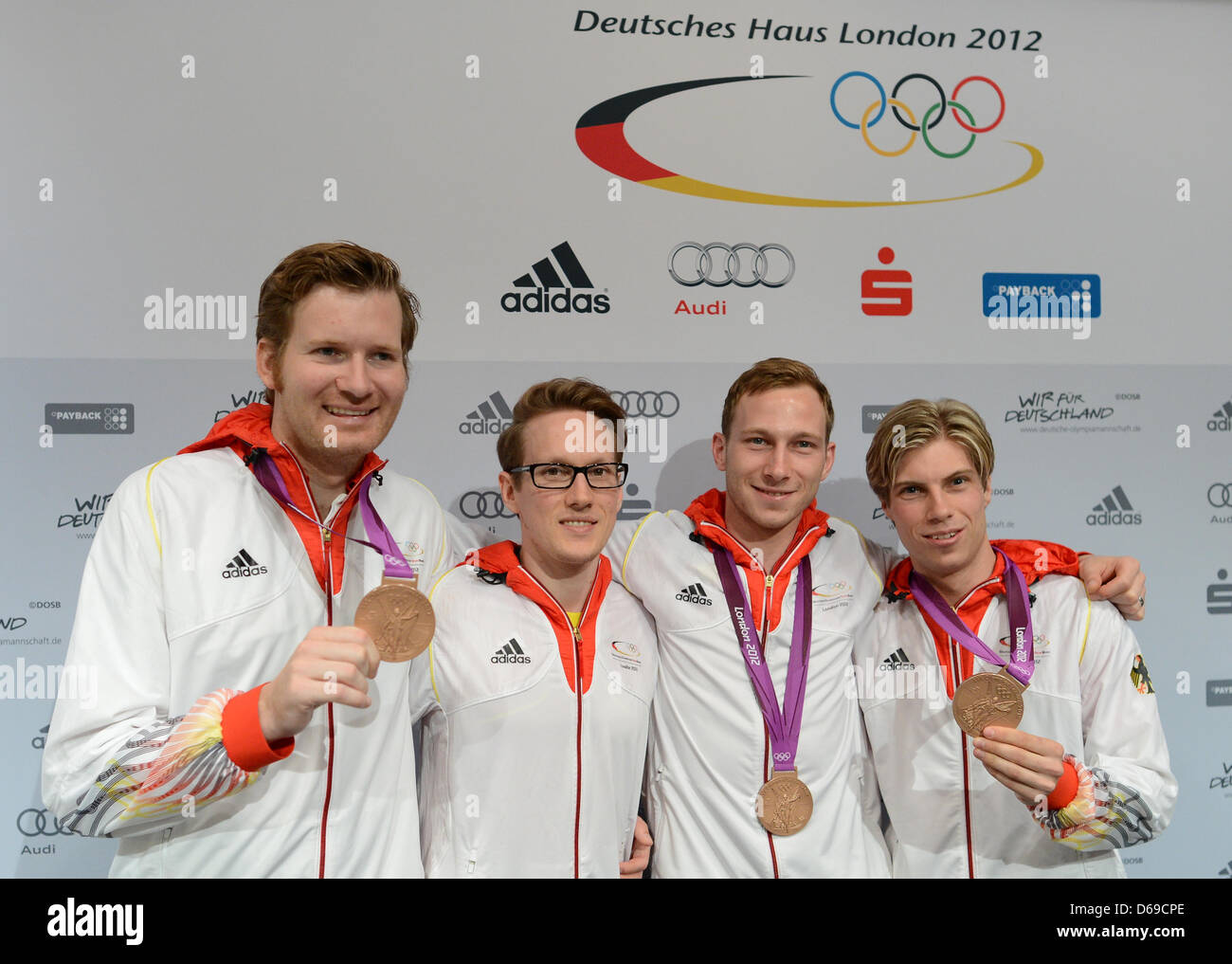 Fencers Benjamin Kleibrink, Peter Joppich (R), Sebastian Bachmann (2-R ...
