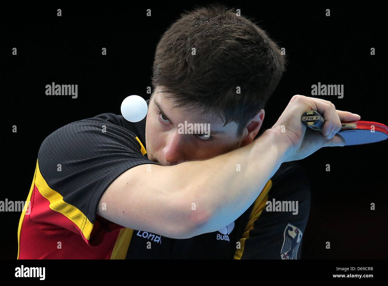 German table tennis Dimitrij Ovtcharov in action during the match against Long of China during ...