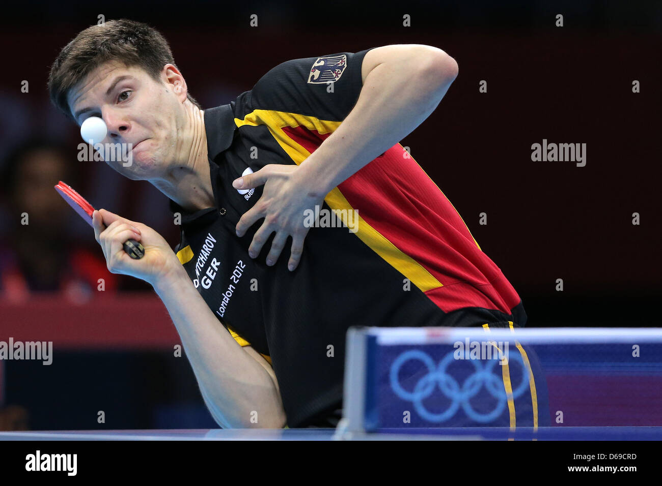 German table tennis Dimitrij Ovtcharov in action during the match against Long of China during ...