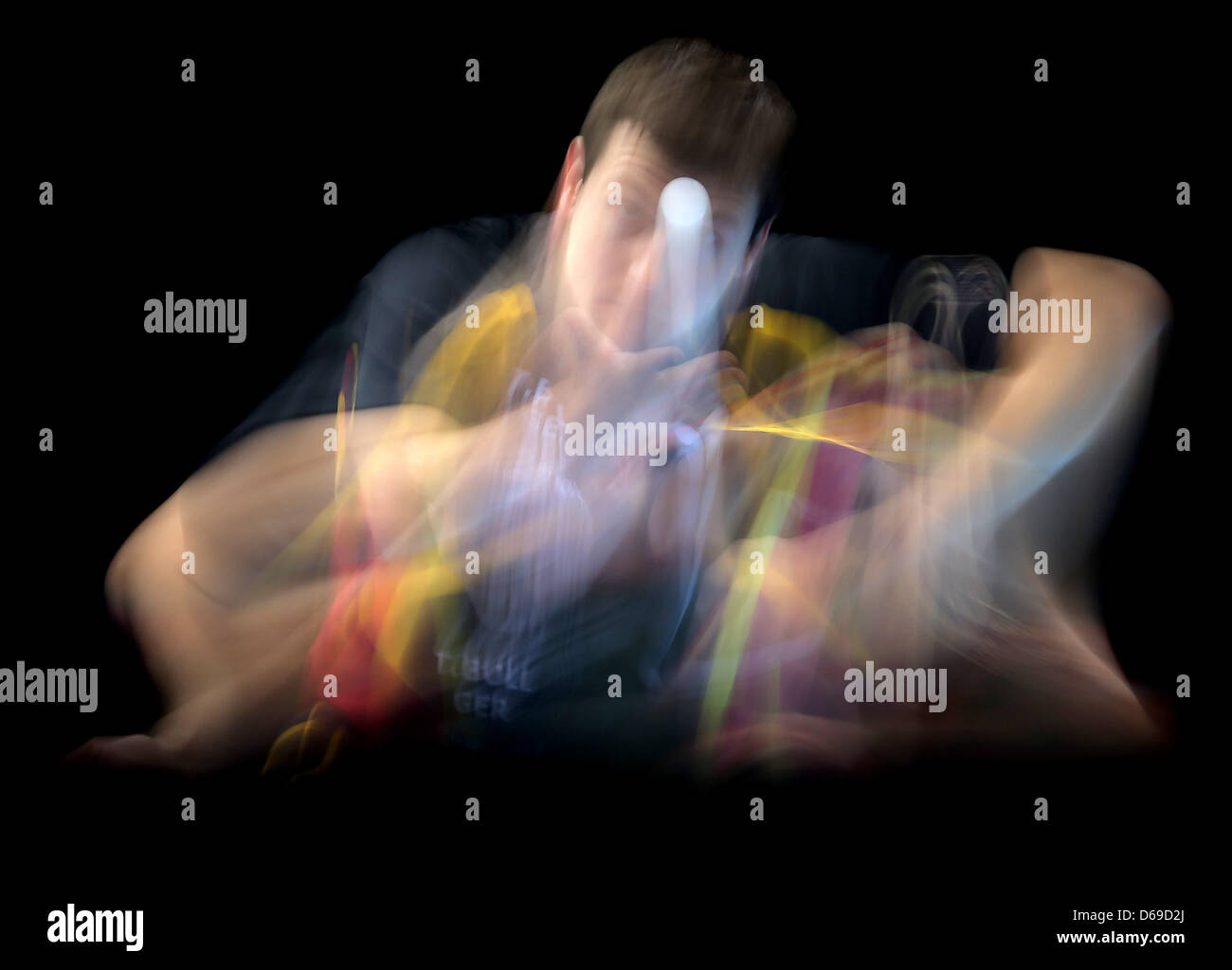 Germany's Timo Boll in action during the game against Zhang of China ...