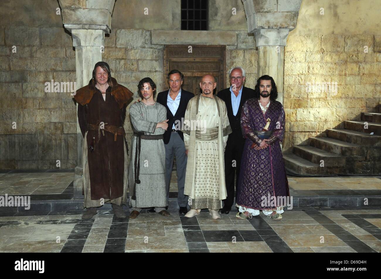 Actors (front L-R) Stellan Skarsgard, Tom Payne, Ben Kingsley, Olivier ...