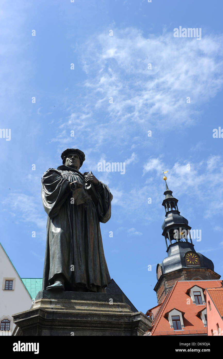 The market square with Luther memorial and St. Andreas Church is ...