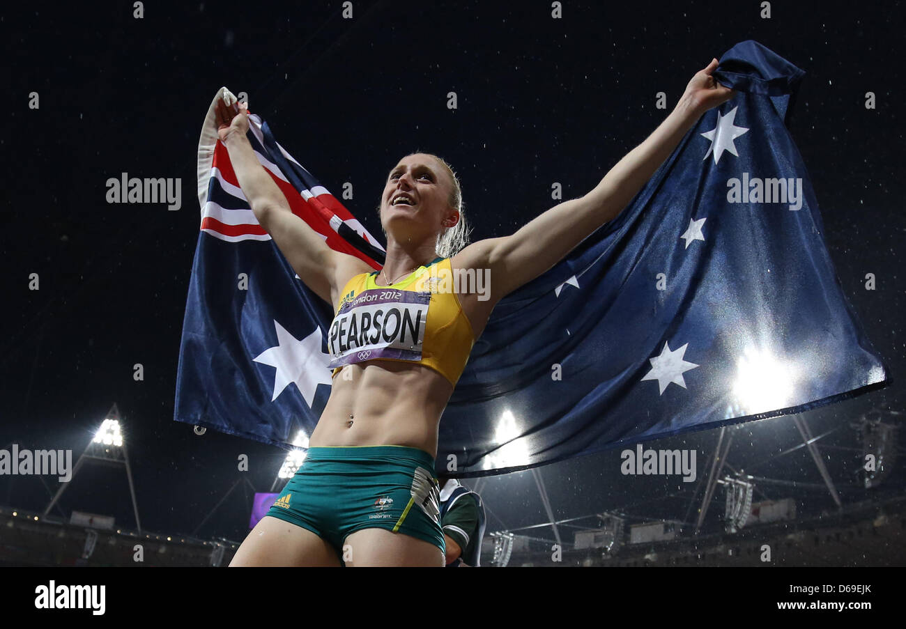 Sally Pearson of Australia celebrates after winning the 100m Hurdles ...